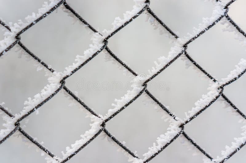Wire Fence Completely Covered with Frost Stock Photo - Image of barrier ...