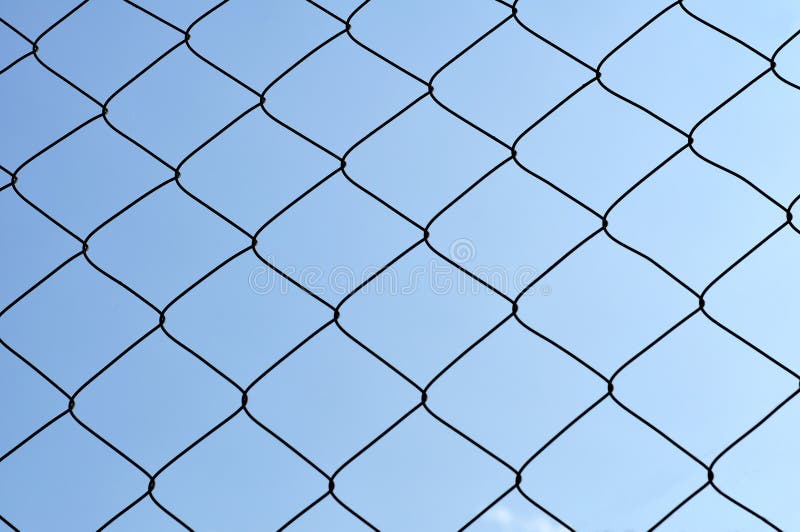 Wire Fence Pattern Blue Sky Background Stock Photo - Image of blue ...