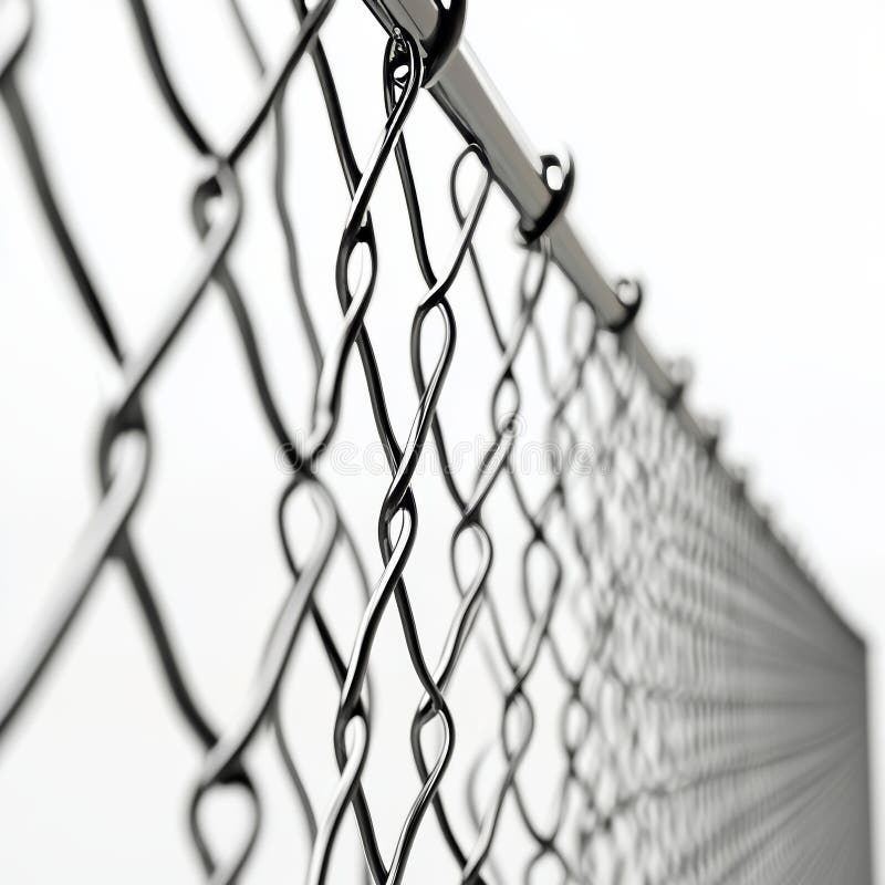 A Wire Fence with Sharp Details, Viewed from the Side, Set Against a ...