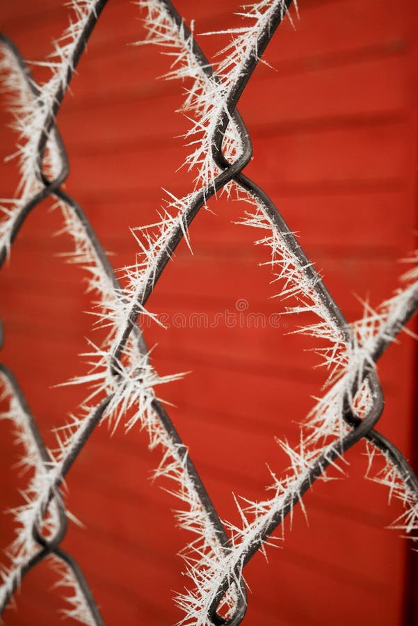 Wire Fence on a Winter Day Shot on Red Background Stock Photo - Image ...