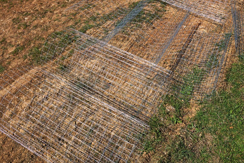 Wire Fences Lying on the Ground. Stock Image - Image of grunge ...