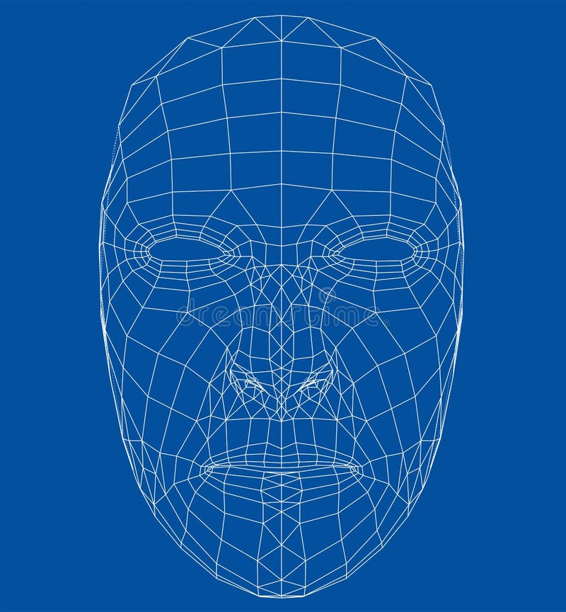 Wire-frame Abstract Human Face Stock Vector - Illustration of ...