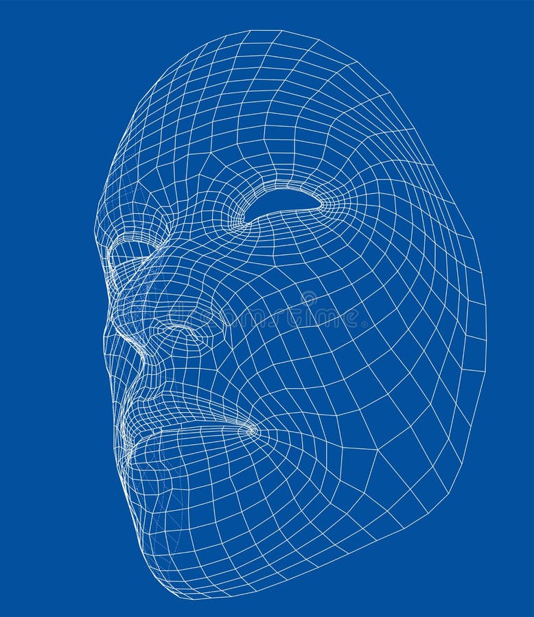 Wire-frame Abstract Human Face Stock Vector - Illustration of head ...