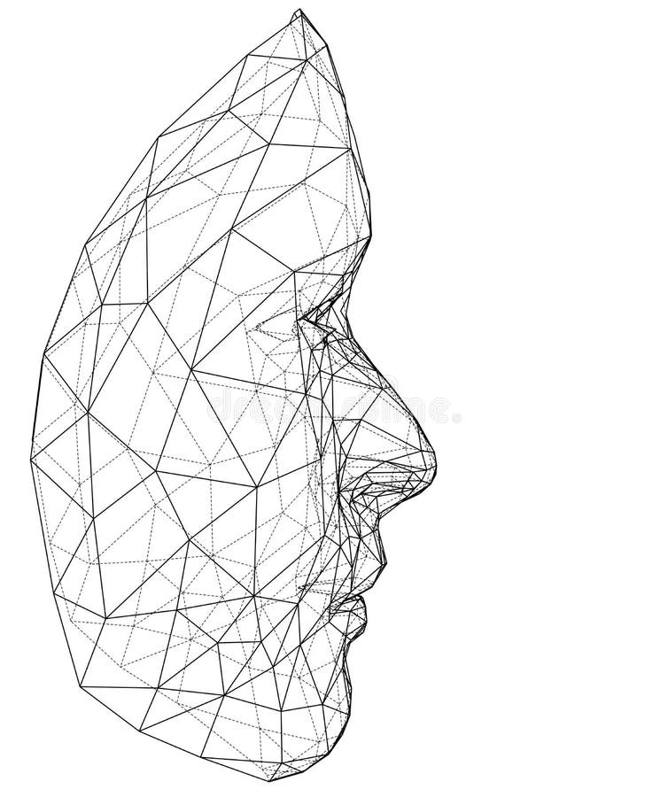 Wire-frame Abstract Human Face Stock Vector - Illustration of ...