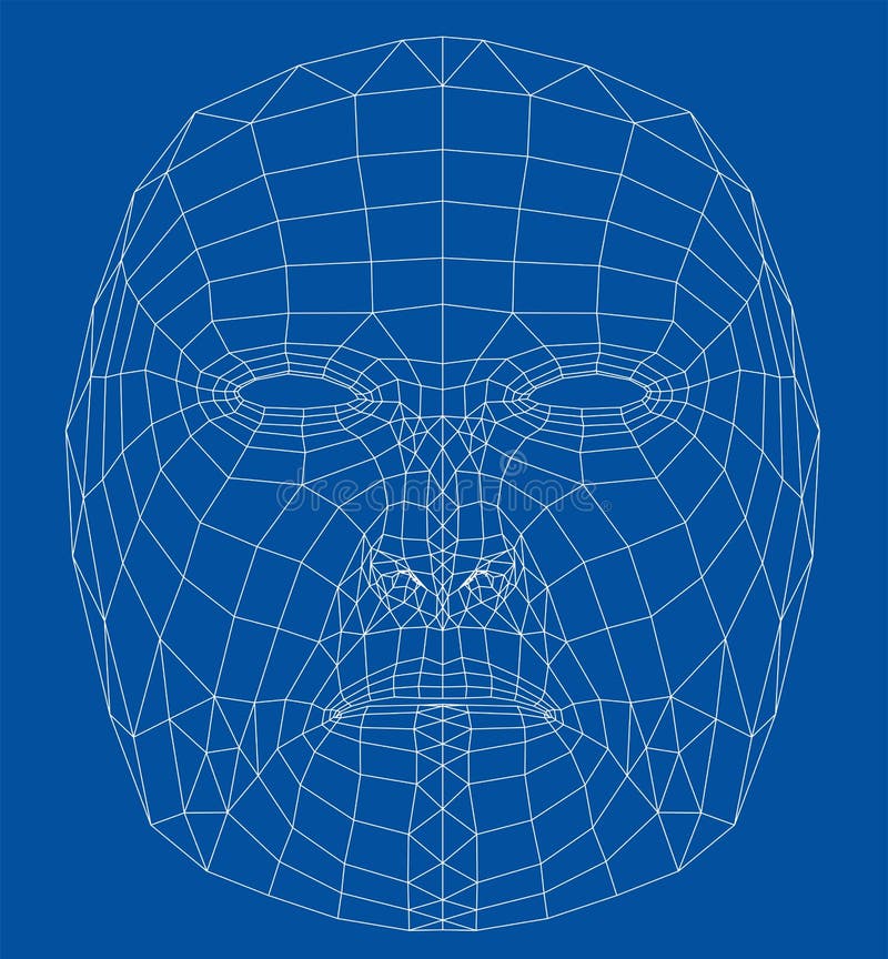 Wire-frame Abstract Human Face Stock Vector - Illustration of biometric ...
