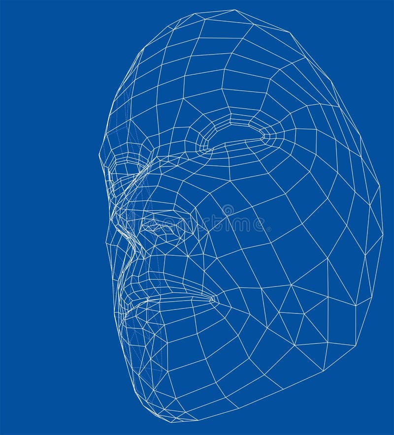 Wire-frame Abstract Human Face Stock Vector - Illustration of modern ...