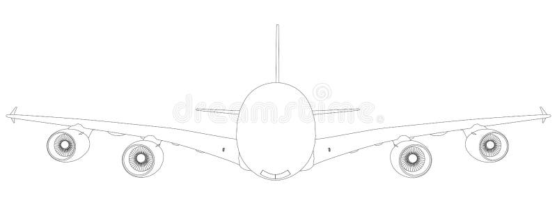 Wire-frame Airplane. Front View Stock Vector - Illustration of engine ...