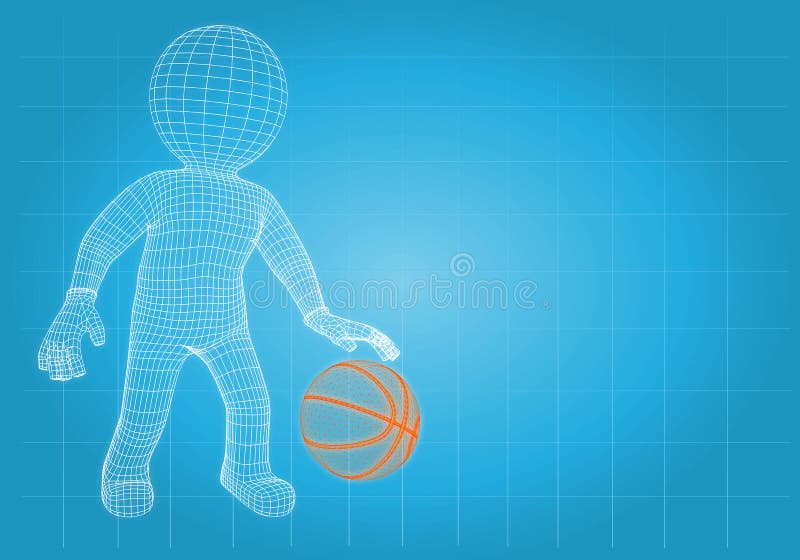 Wire Frame Basketball Player with the Ball Stock Illustration ...