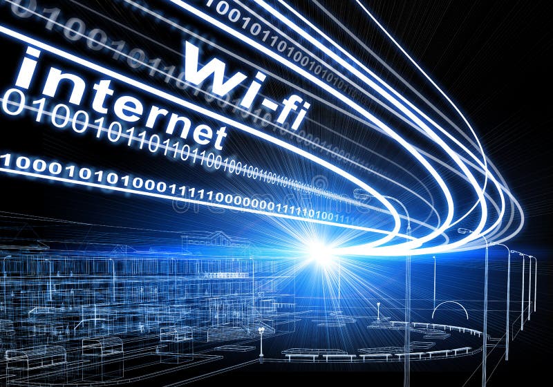 Wire Frame Building Light Beams Digits Words Stock Photos - Free ...