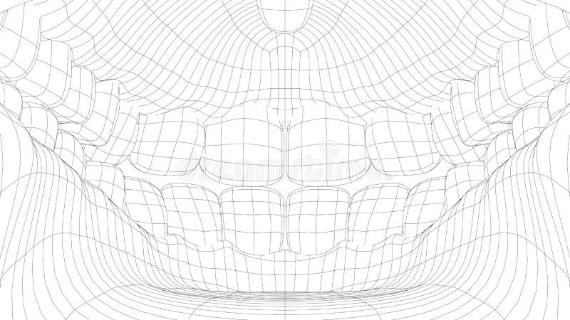 Wire-frame 3D Teeth Close Up. Inside Mouth Stock Vector - Illustration ...