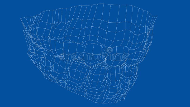 Wire-frame 3D Teeth Close Up Stock Vector - Illustration of mouth, chew ...