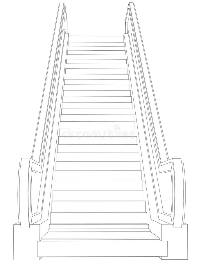 Sketch Escalator. Wire Frame Render Stock Illustration - Illustration ...