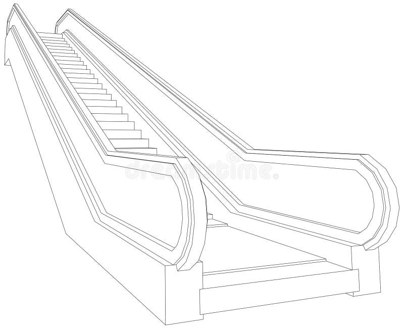 Sketch Escalator. Wire Frame Render Stock Illustration - Illustration ...