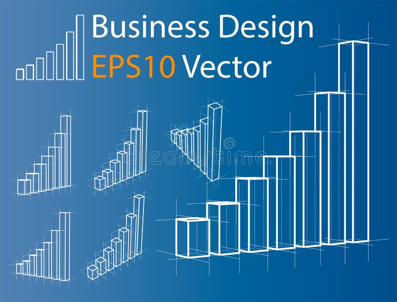Wire-frame Graphs Set. Vector Infographics Stock Vector - Illustration ...