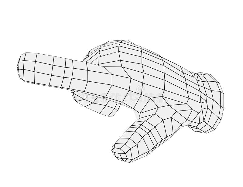 Wire-frame Hand Pointing Finger. Front View Stock Illustration ...