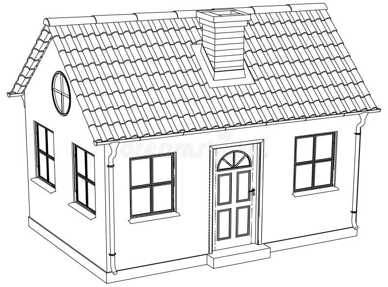 Wire-frame House. Vector Illustration Stock Illustration - Illustration ...