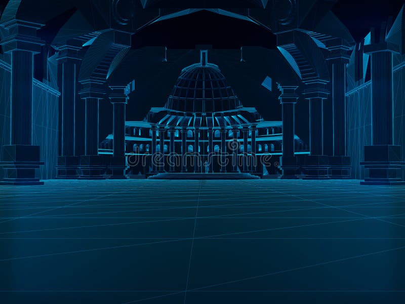 Wire Frame of Inside Church Building Model, Abstract Architecture ...