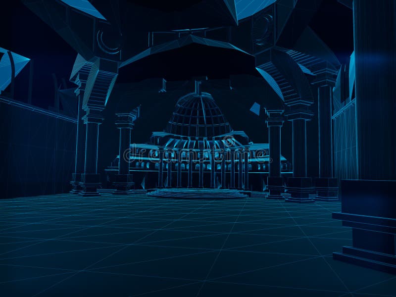 Wire Frame of Inside Church Building Model, Abstract Architecture ...