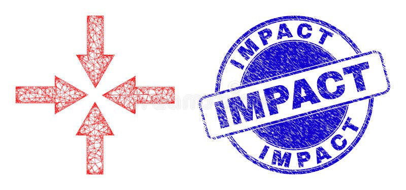 Grunge Impact Stamp and Net Irregular Mesh Collapse Arrows Icon Stock ...