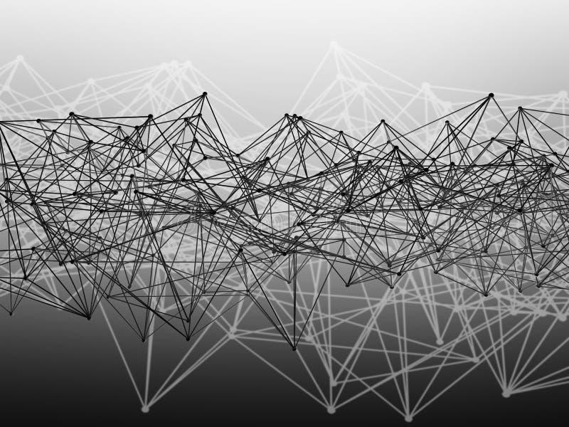 Polygonal Mesh in White Empty Room Interior, 3d Stock Illustration ...