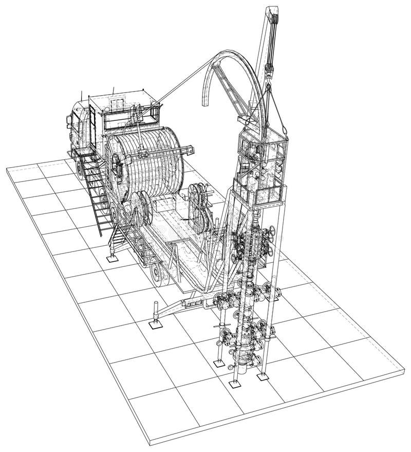 Wire-frame Line Truck Isolated on White. Vector Rendering of 3d Stock ...