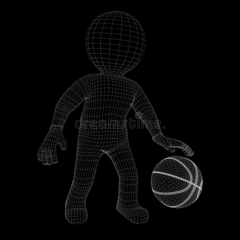 Wire-frame Man with Basket-ball Stock Photo - Image of basketball ...