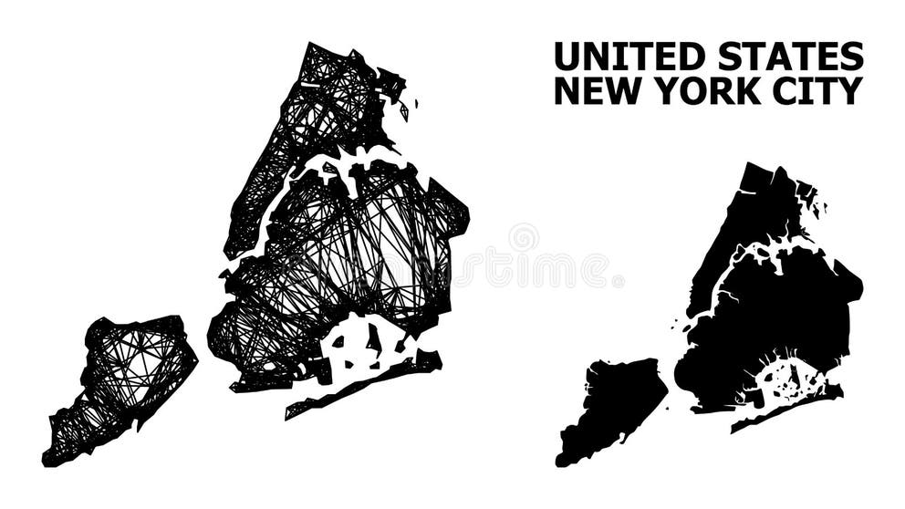 Wire Frame Map of New York City Stock Illustration - Illustration of ...