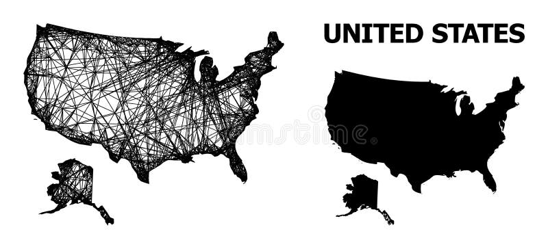 Wire Frame Map of USA and Alaska Stock Illustration - Illustration of ...