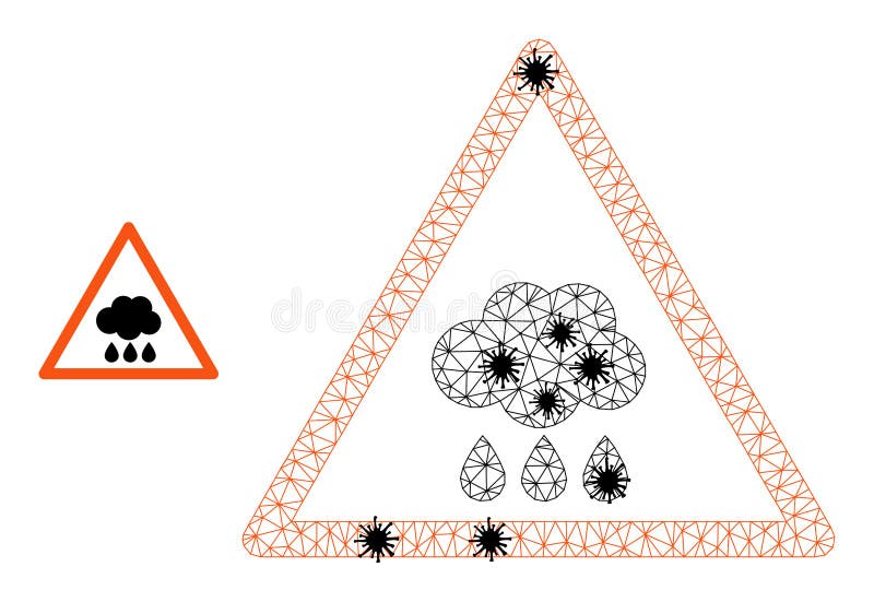 Wire Frame Mesh Rain Warning Pictograms with Pathogen Items Stock ...