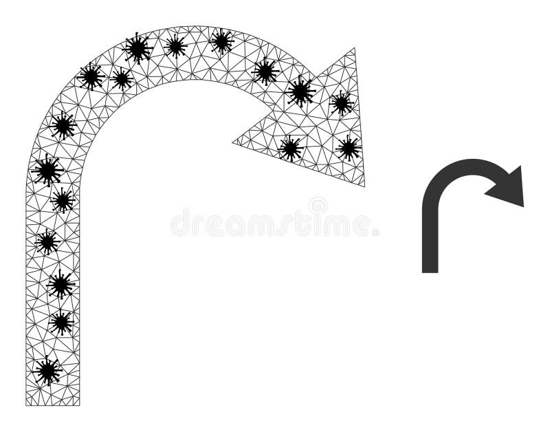 Wire Frame Mesh Turn Back Arrow Icons with Pathogen Parts Stock Vector ...