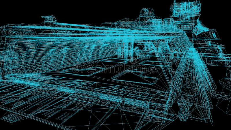 Wire Frame Model of Industrial Buildings Stock Illustration ...