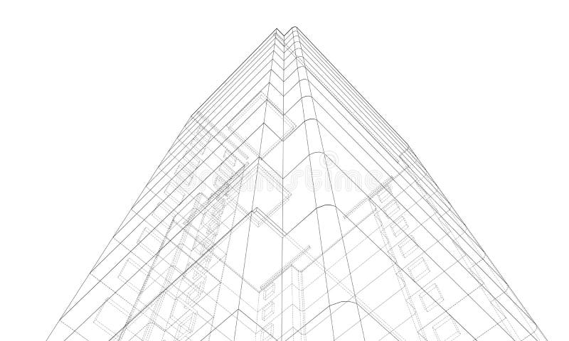 Wire-frame Model of a Multi-storey Building Stock Illustration ...