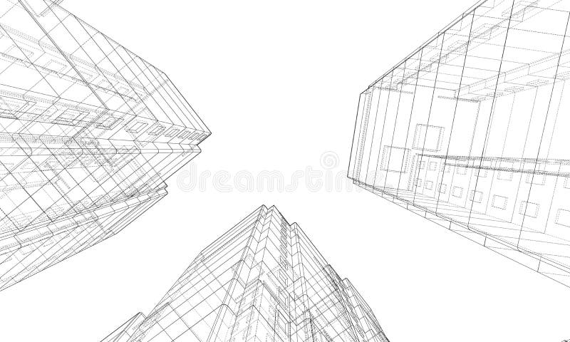 Wire-frame Model of a Multi-storey Building Stock Illustration ...
