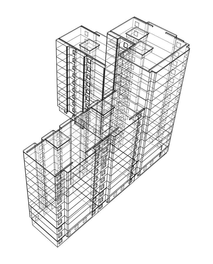 Wire-frame Model of a Multi-storey Building Stock Illustration ...