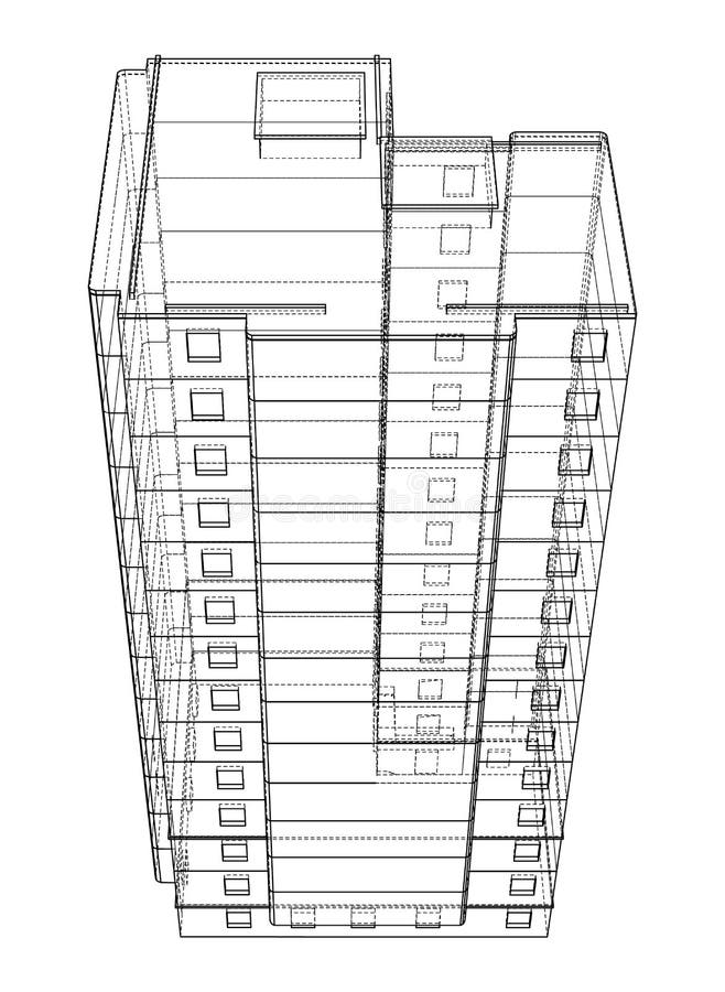 Wire-frame Model of a Multi-storey Building Stock Illustration ...