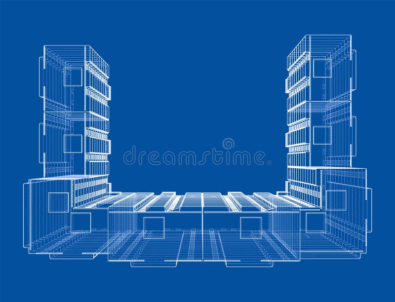 Wire-frame Model of a Multi-storey Building Stock Illustration ...