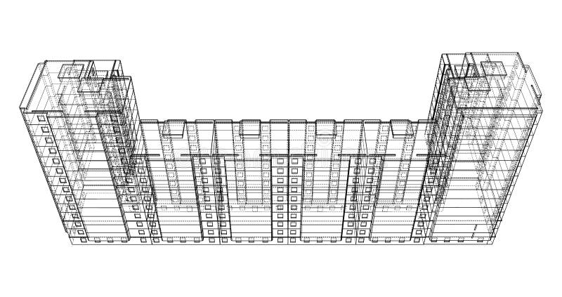 Wire-frame Model of a Multi-storey Building Stock Illustration ...