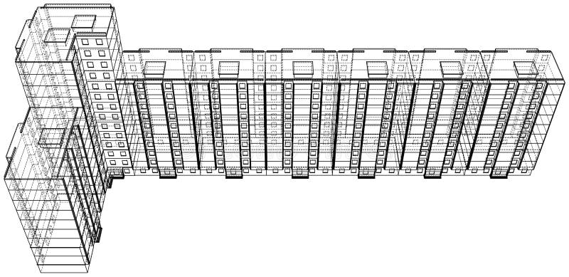 Wire-frame Model of a Multi-storey Building Stock Illustration ...