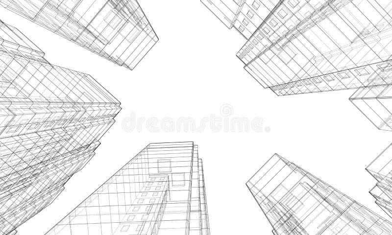 Wire-frame Model of a Multi-storey Building Stock Illustration ...