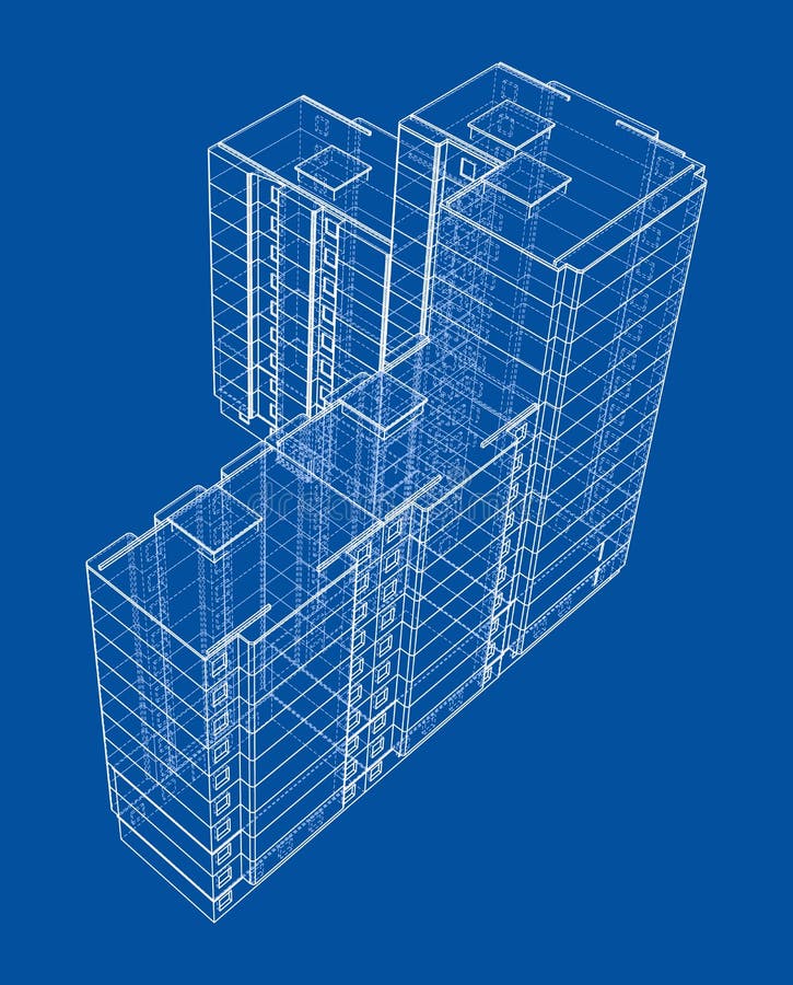 Wire-frame Model of a Multi-storey Building Stock Illustration ...