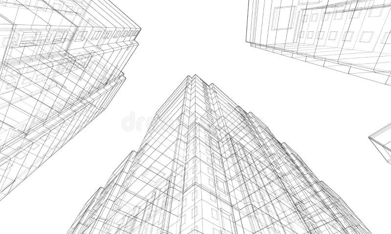 Wire-frame Model of a Multi-storey Building Stock Illustration ...