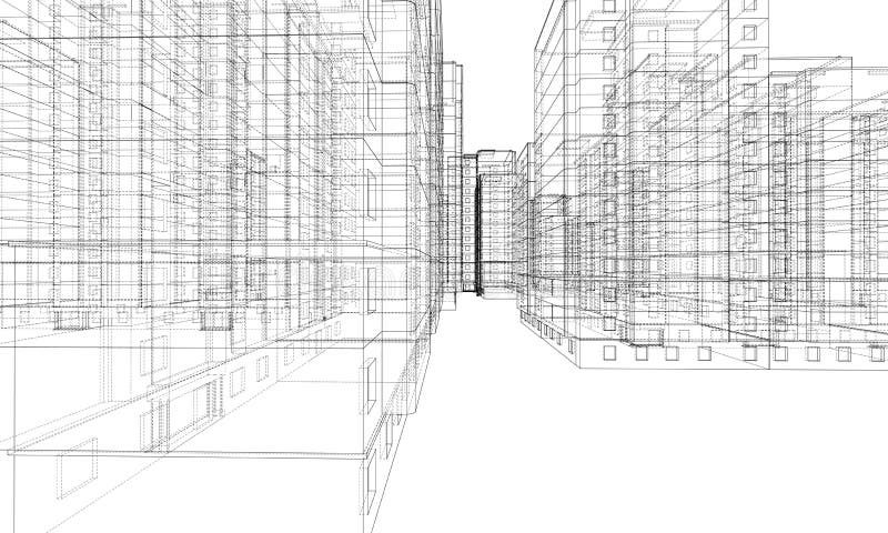Wire-frame Model of a Multi-storey Building Stock Illustration ...