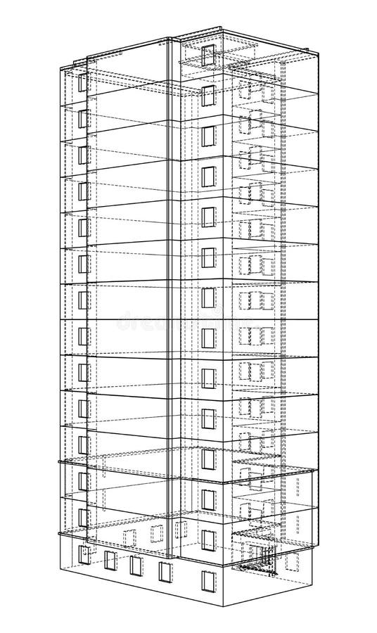 Wire-frame Model of a Multi-storey Building Stock Illustration ...