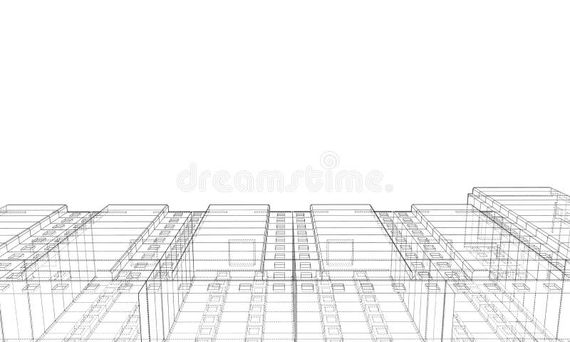 Wire-frame Model of a Multi-storey Building Stock Illustration ...