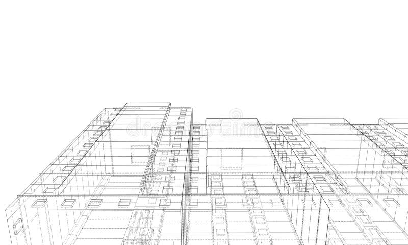 Wire-frame Model of a Multi-storey Building Stock Illustration ...
