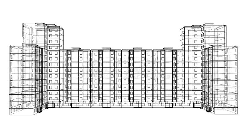 Wire-frame Model of a Multi-storey Building Stock Illustration ...