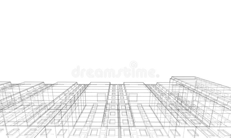 Wire-frame Model of a Multi-storey Building Stock Illustration ...