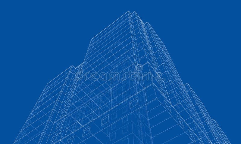 Wire-frame Model of a Multi-storey Building Stock Photo - Image of ...