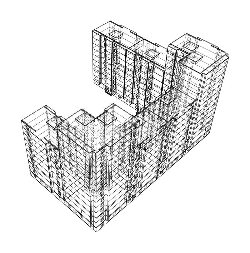 Wire-frame Model of a Multi-storey Building Stock Illustration ...