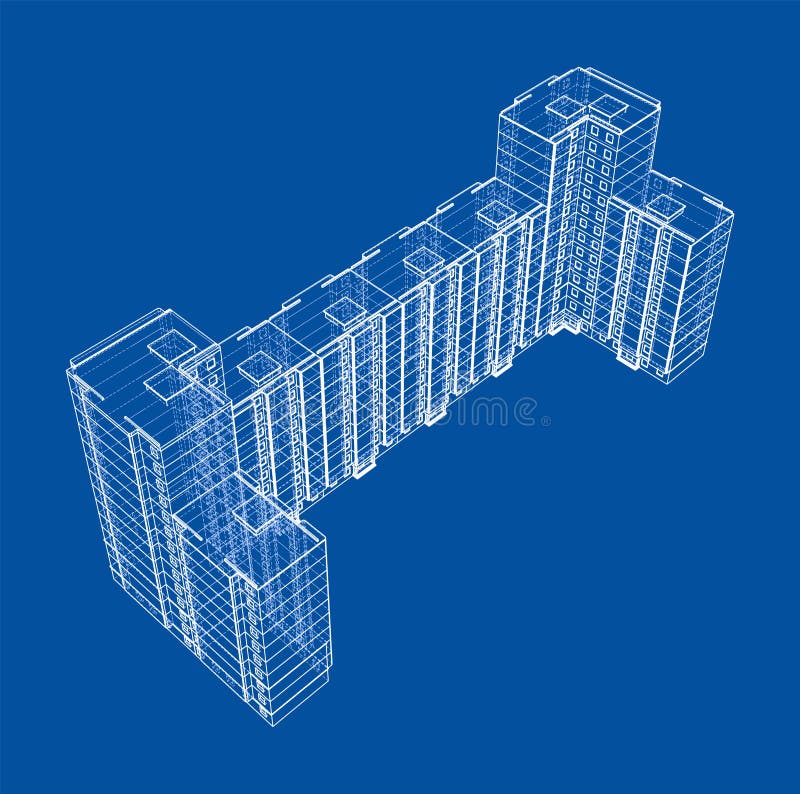 Wire-frame Model of a Multi-storey Building Stock Illustration ...